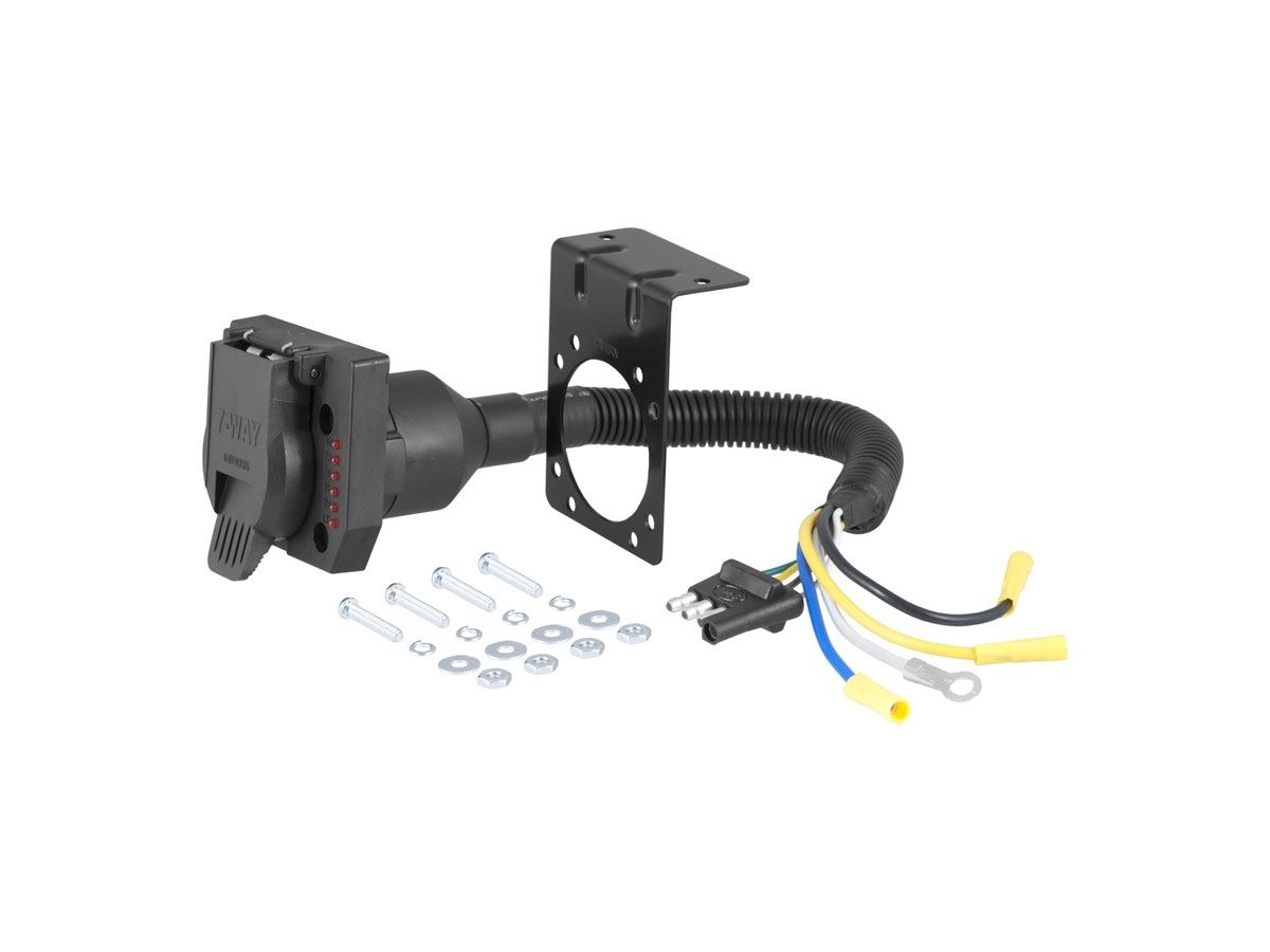 Curt Electrical Adapter With Tester (4-Way Flat Vehicle to 7-Way RV ...