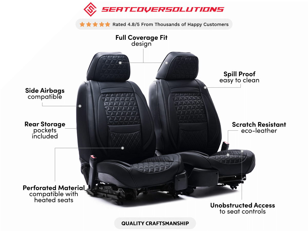 SCS Front Luxury Seat Covers - Black - SharpTruck.com