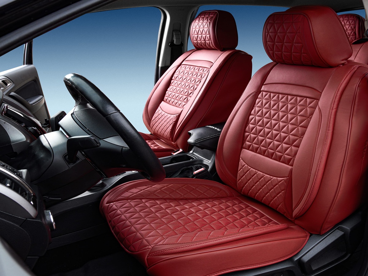 SCS Front Luxury Seat Covers - Wine Red - SharpTruck.com