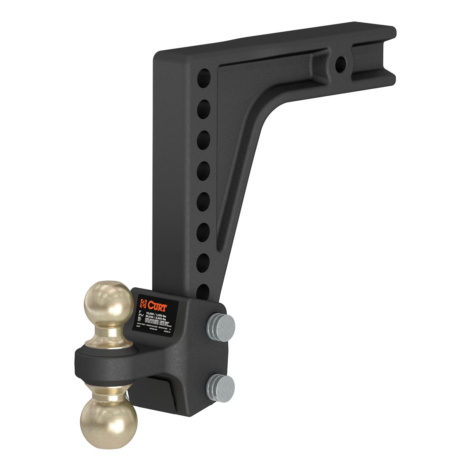Curt HD Deep-Drop Adjustable Hitch Ball Mount With Dual Ball - 2-1/2 ...