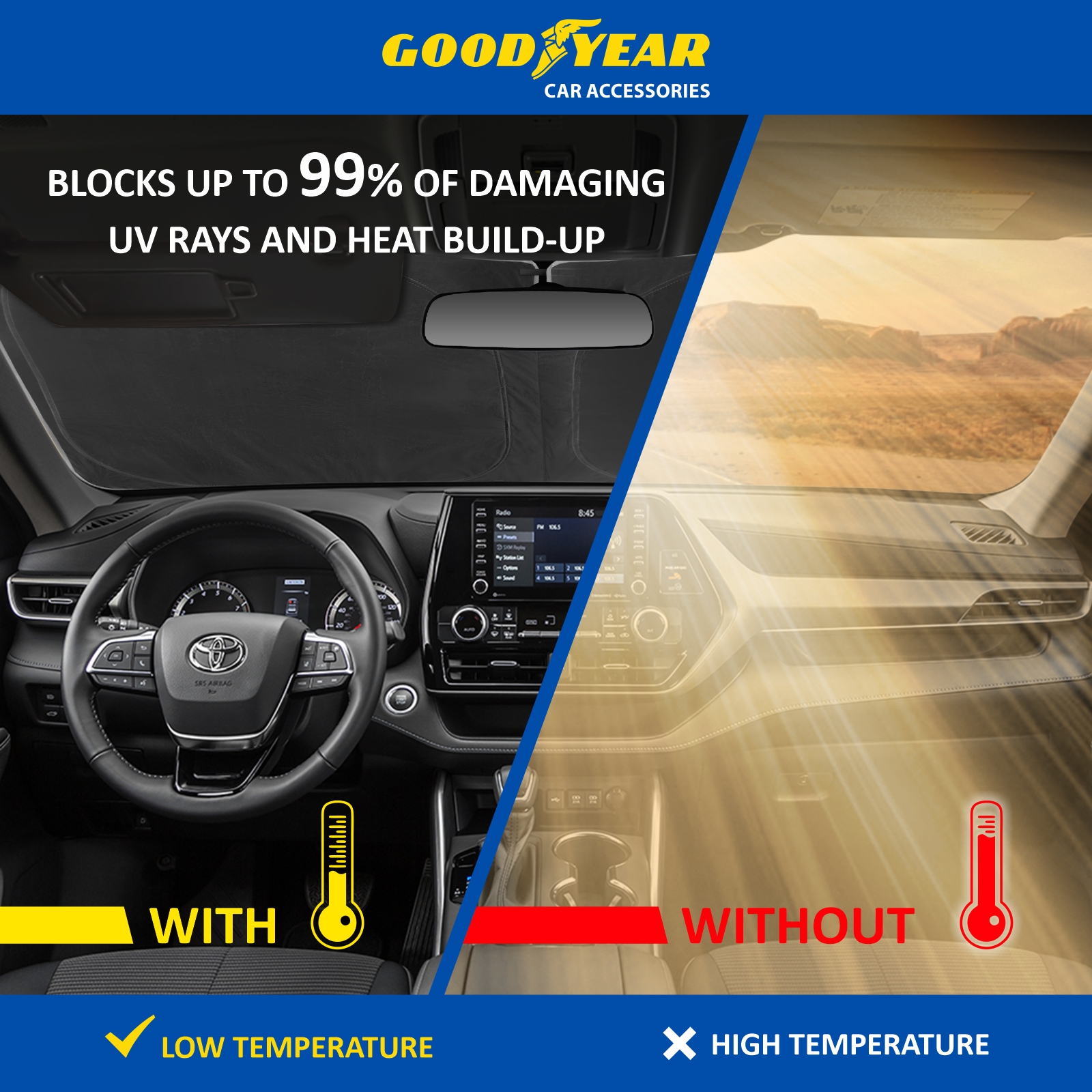 Goodyear Windshield Sunshade - GY008216 - SharpTruck.com